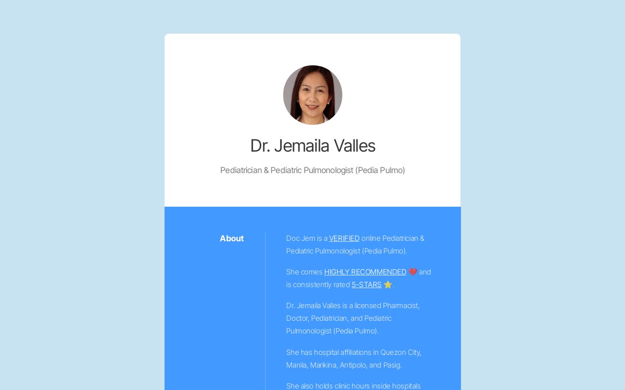 Pediatrician & Pediatric Pulmonologist (Pedia Pulmo)